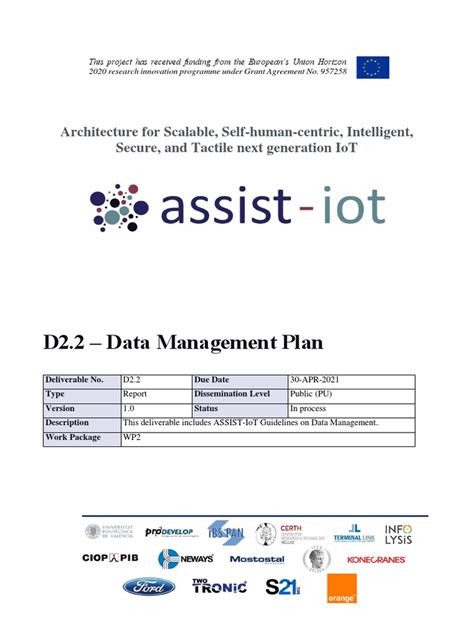 Assist Iot D22 Data Management Plan V10 Pdf