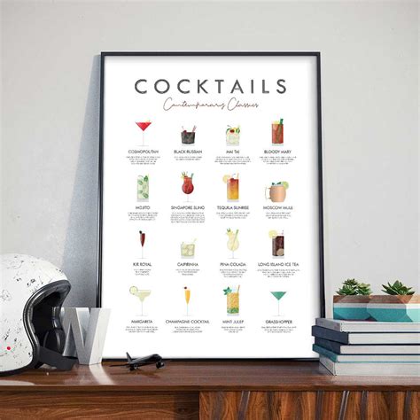 Bar Cocktails Chart Cocktails Guide Vector Art Illustration