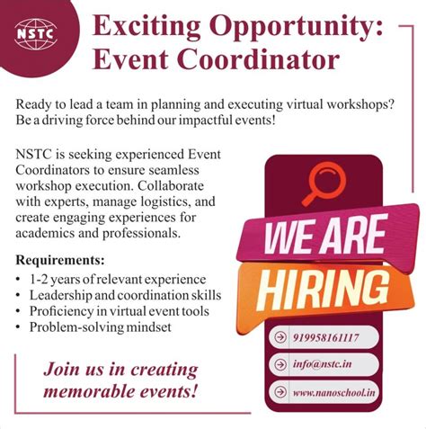 Careeropportunity Eventmanagement Joinourteam Nano Science And Technology Consortium Nstc