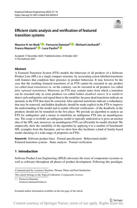 pdf efficient static analysis and verification of featured transition
