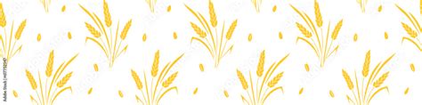 Wheat Spikelets And Grains Vector Seamless Pattern In Flat Style