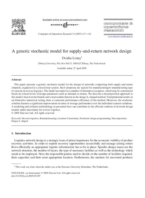 Pdf A Generic Stochastic Model For Supply And Return Network Design