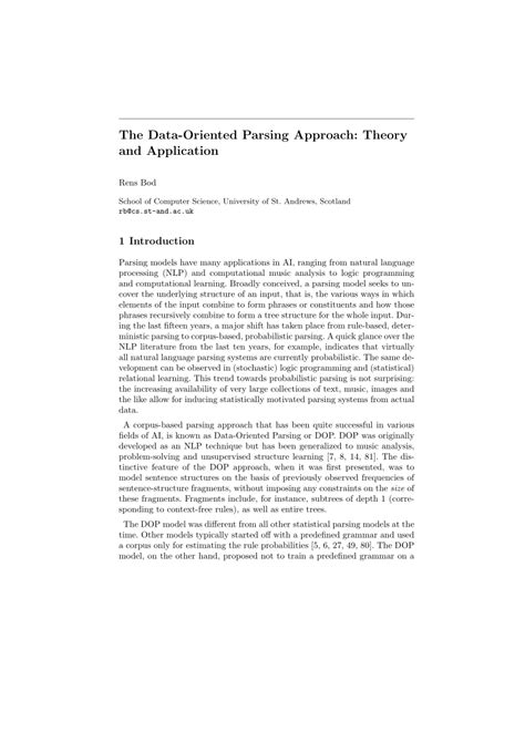 Pdf The Data Oriented Parsing Approach Theory And Application