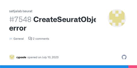 Createseuratobject Error · Satijalab Seurat · Discussion 7548 · Github