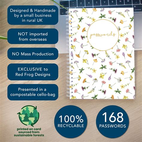 Small Password Book A6 Password Organiser Book A Z Flowers Floral