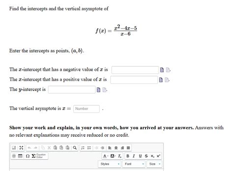 Solved Find The Intercepts And The Vertical Asymptote Of