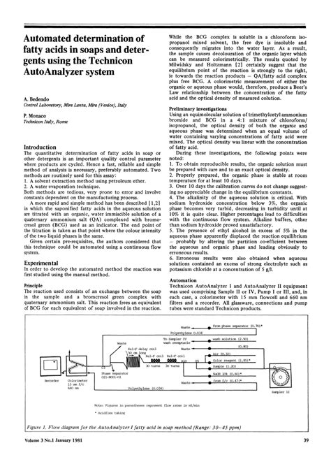 Pdf Automated Determination Of Fatty Acids In Soaps And Detergents Using The Technicon Auto