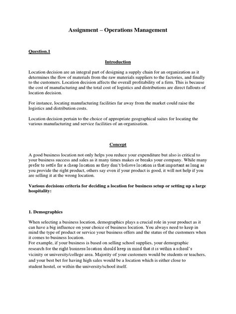 Assignment Operations Management Pdf Inventory Business