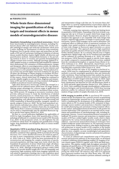 Pdf Whole Brain Three Dimensional Imaging For Quantification Of Drug