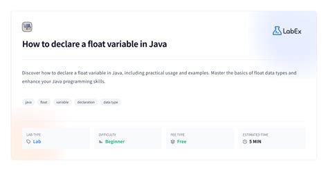 How To Declare A Float Variable In Java Labex