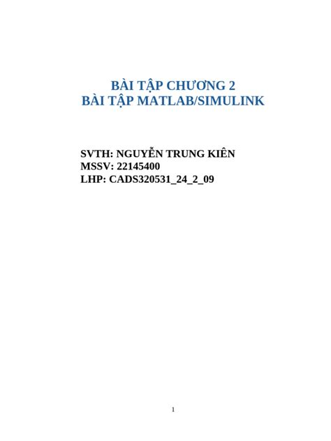 BÀi TẬp Matlab Simulink Pdf