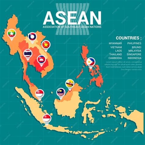 Free Vector Asean Map On Blue Background