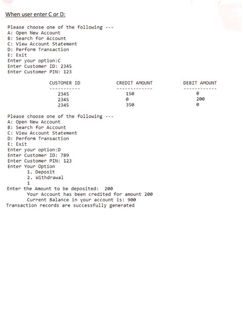 Solved Problem Write A C Program To Implement A Banking