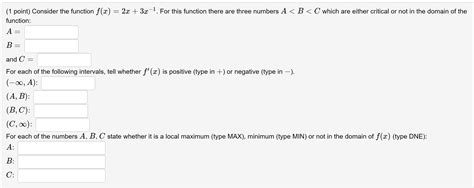 solved 1 point consider the function f x 2x 3x−1 for