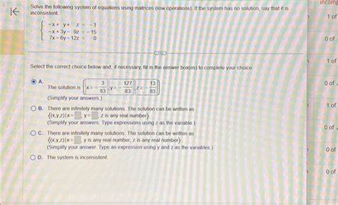 Solved Solve The Following System Of Equations Using Chegg