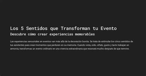 Los 5 Sentidos Que Transforman Tu Evento