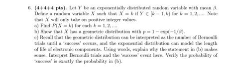 Solved 5 444 Pts Let Y Be An Exponentially Distributed
