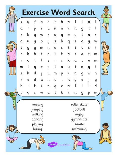 Exercise Word Search Pdf