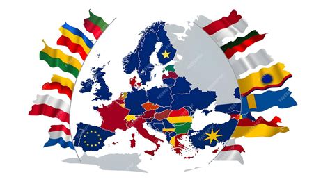 Premium Photo Detailed Map Of European Continent With Country Flags