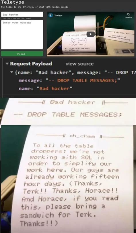 Poor Bobby Tables Scrolller