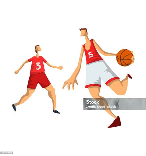 추상 평면 스타일에서 농구 선수입니다 남자 농구 공을가지고 노는입니다 벡터 그림을 흰색 배경에 고립입니다 Championship에 대한 스톡 벡터 아트 및 기타 이미지