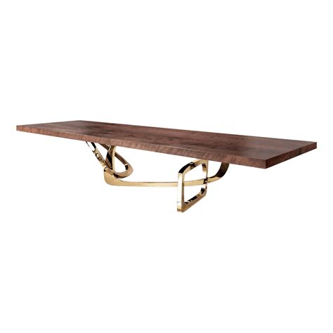 Bangle Dining Table Bespoke Dining Table Stainless Steel Base And Veneer Top For Sale At 1stdibs