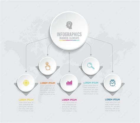 인포 그래픽 프레젠테이션 및 차트 단계 또는 프로세스 옵션 번호 워크 플로 템플릿 단계에 대한 요소 프리미엄 벡터