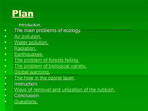 Ecological Problems Plan Introduction