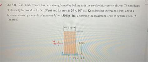 Solved The 6×12 In Timber Beam Has Been Strengthened By