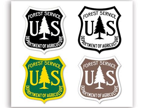 1 5 Inch 4 Color Pack Us Forest Service Shield Shaped Sticker Decal
