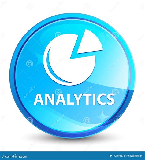 Analytics Graph Icon Splash Natural Blue Round Button Stock Vector