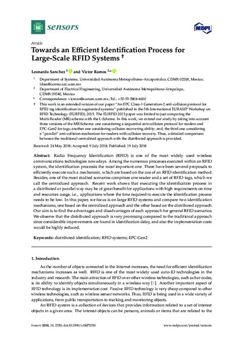 Pdf Contenttowards An Efficient Identification Process For Large Scale Rfid Systems