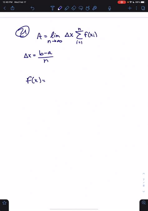 SOLVED Use Definition To Find An Expression For The Area Under The Graph Of F As A Limit Do