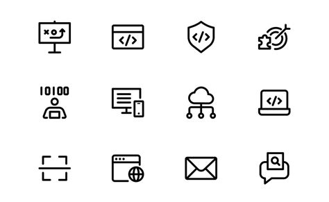Customizable Coding And Programming Icons Packet Graphics For