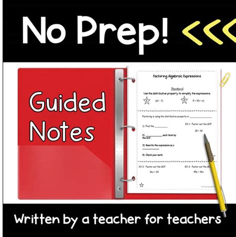 Factoring Algebraic Expressions Powerpoint Lesson And Guided Notes No Prep