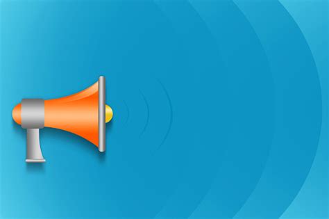 파도가 있는 파란색 배경에 확성기 공간을 복사합니다 텍스트를 위한 장소입니다 공지 사항 광고검색 비즈니스 0명에 대한 스톡 벡터