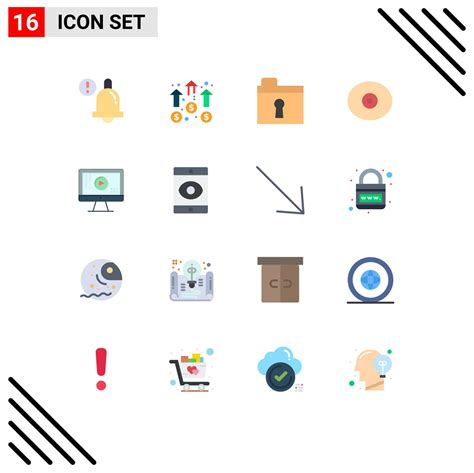 set of 16 commercial flat colors pack for music monitor folder computer