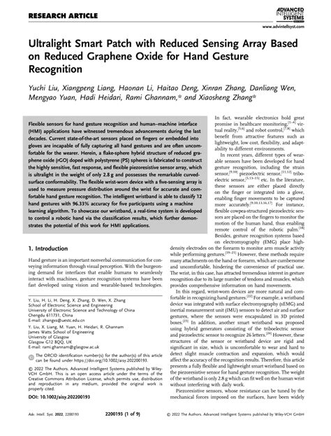 Pdf Ultralight Smart Patch With Reduced Sensing Array Based On Reduced Graphene Oxide For Hand