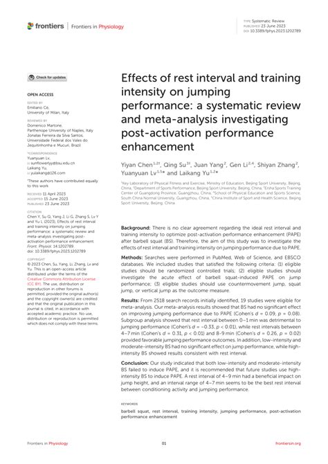 Pdf Effects Of Rest Interval And Training Intensity On Jumping