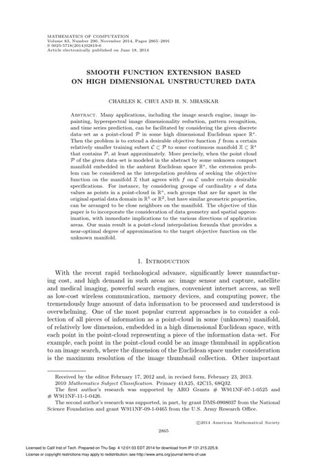 pdf smooth function extension based on high dimensional unstructured data