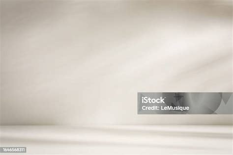 베이지색 바닥과 햇볕이 잘 드는 방의 벽 제품 프레젠테이션을 위한 배경으로 나뭇잎 그림자 0명에 대한 스톡 사진 및 기타 이미지