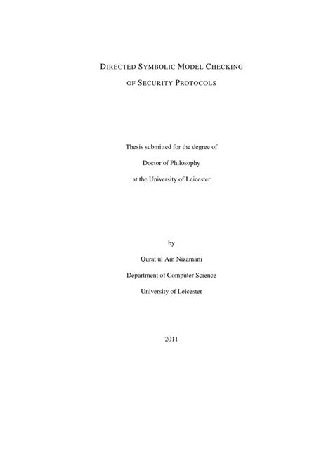 Pdf Directed Symbolic Model Checking Of Security Protocols