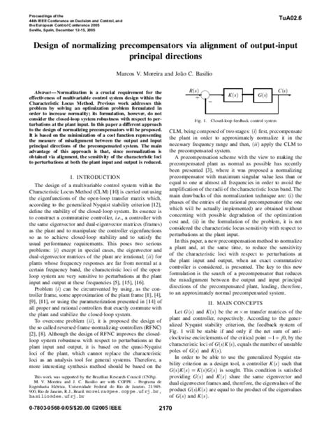 pdf design of normalizing precompensators via alignment of output