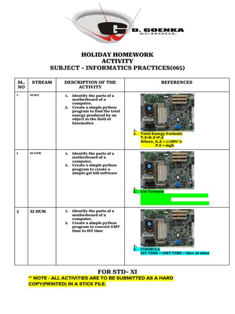 Class Xi Ip Holiday Homework Pdf