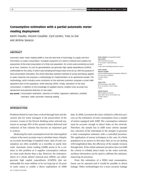 Pdf Consumption Estimation With A Partial Automatic Meter Reading