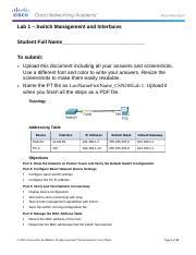 CSN205 Lab 1 Switch Management And Interfaces Docx Lab 1 Switch Management And Interfaces