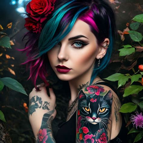 Beauty Cyberpunk Goth Girl Tattoo Cat By Zari93 On Deviantart