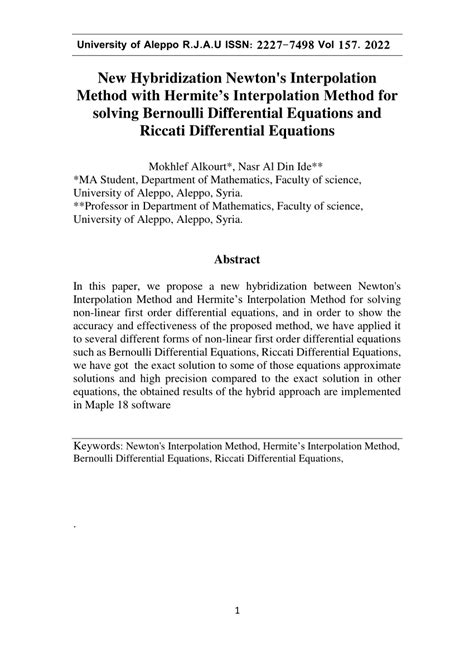 pdf new hybridization newton s interpolation method with hermite s