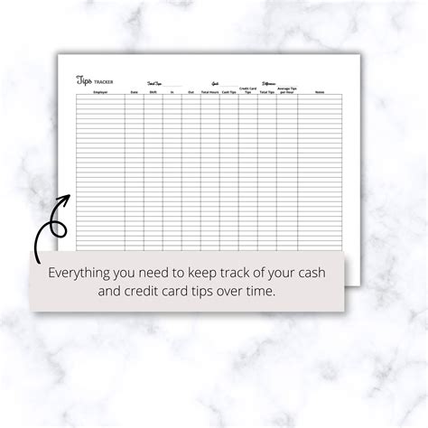Tips Tracker Printable PDF Track Daily Tips For Taxes Server Tips Tracker Keep Track Of Cash