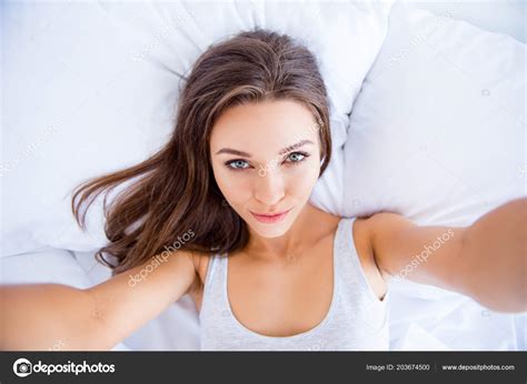 Self Portrait Cool Sexual Girl Shooting Selfie Front Camera Having Stock Photo Deagreez1
